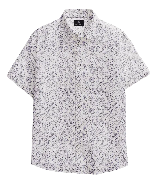 VUSTRA Azure Bloom Floral Short Sleeve Button-down Shirt - Blue