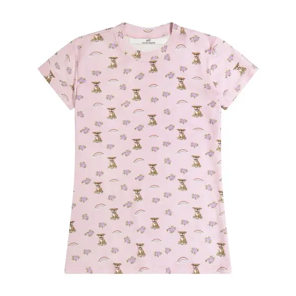 CLOUD HAVEN Fitted Signature Print Tee In Ditsy - Pink