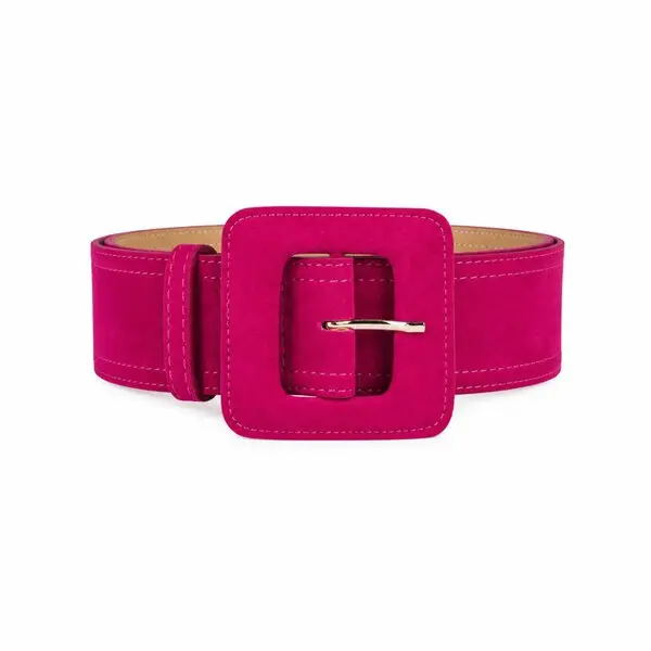 BELTBE Suede Square Buckle Belt - Pink
