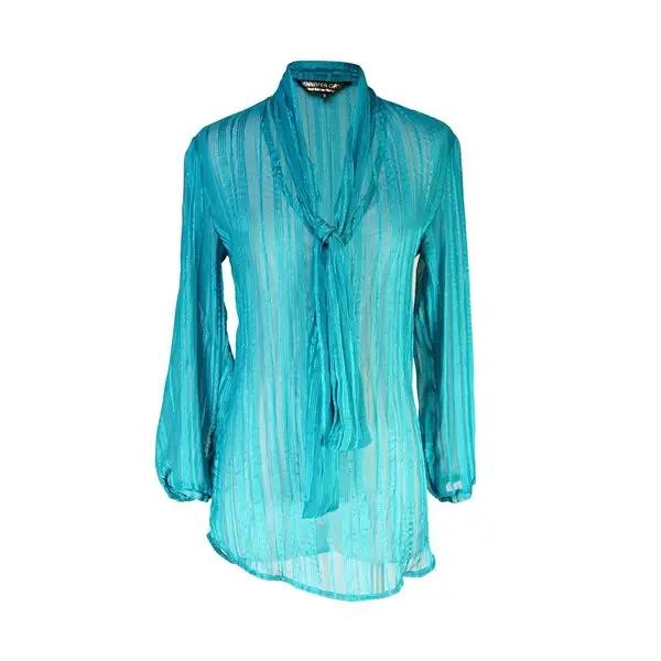 JENNAFER GRACE Teal Tie Front Blouse - Blue