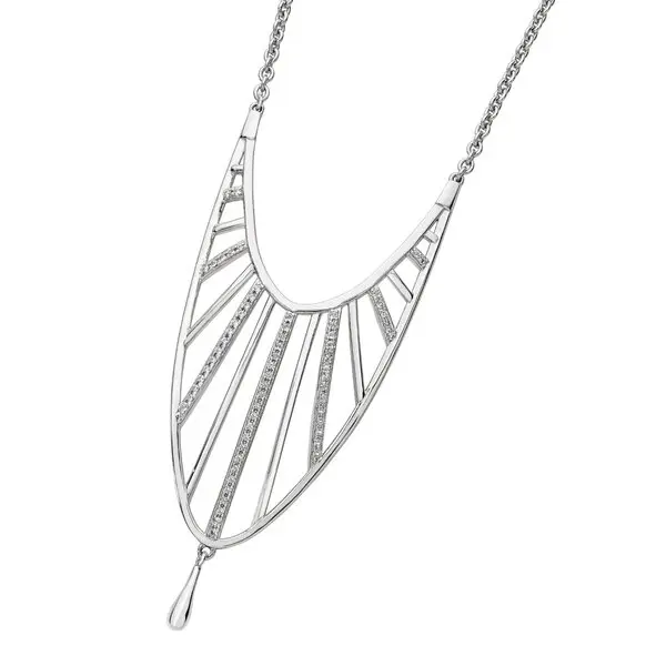 LUCY QUARTERMAINE Art Deco Oval Long Necklace - Silver