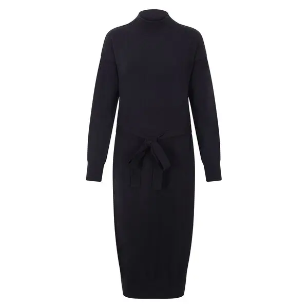 PAUL JAMES KNITWEAR Lightweight Cecelia Cotton Mock Neck Dress - Black