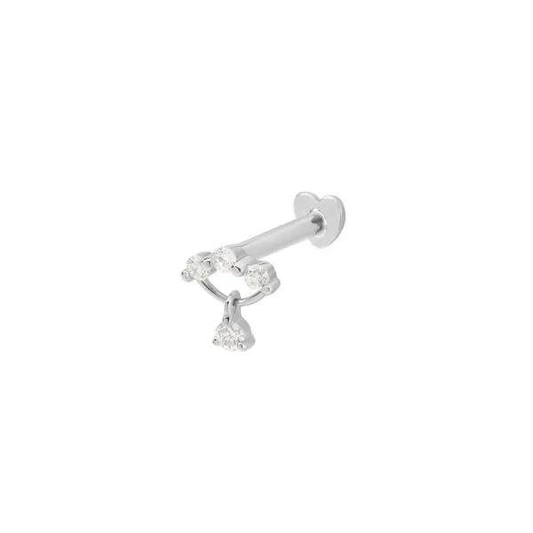 VANCHI 14k Solid White Gold Freda Lab-grown Diamond Flat Back Stud - Silver