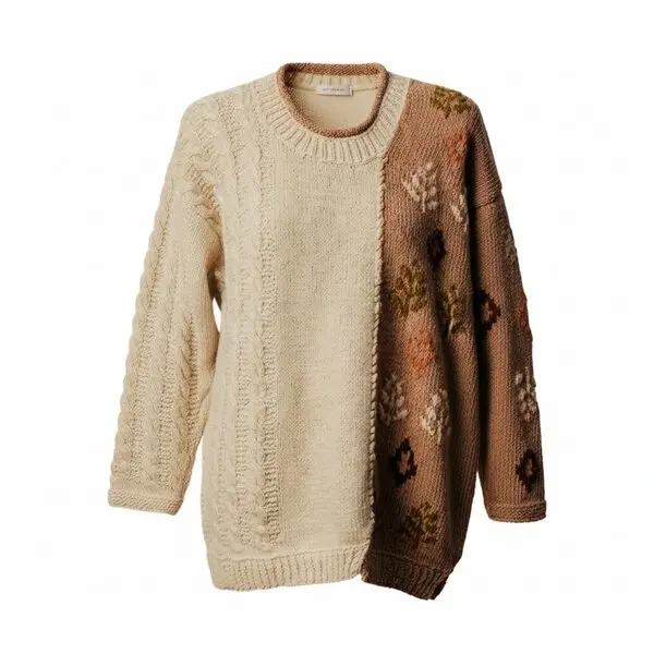 CHARKHA & LOOM White / Brown Tragopan Pullover White & Brown - White/brown