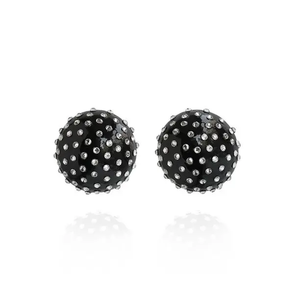 SAULE LABEL Black / Silver Gaia Midi Jet Earrings In Silver Moonrise - Black/silver