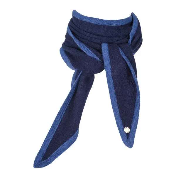 TIRILLM Ayla Small Neck Scarf In Soft Pure Cashmere Navy - Blue