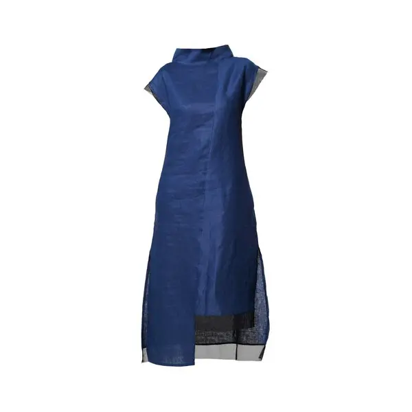 METAMORPHOZA Asymmetric Linen Dress - Blue