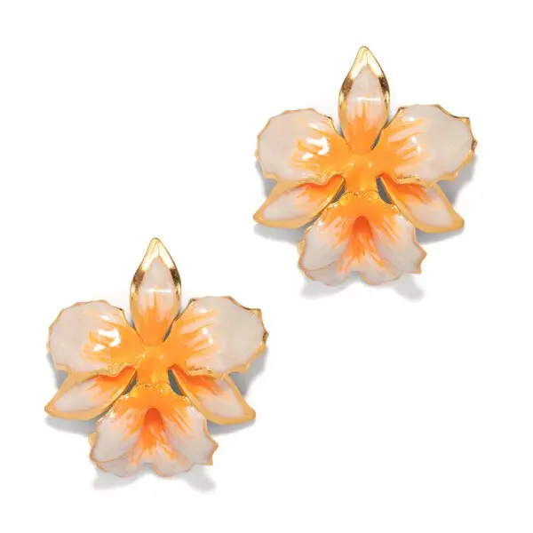 THE PINK REEF Vanilla Orchid In Neon Orange & Pearl - White