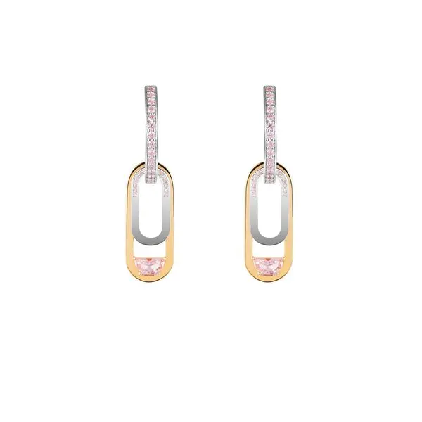 Arte Madrid Toggle Convertible Hoop Earrings With Drop Charms Morganite - Pink