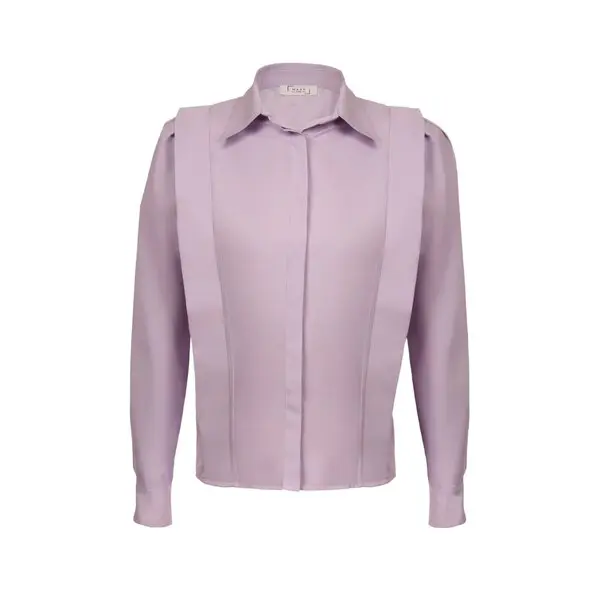 MAAN ISTANBUL Shirt With Hidden Buttoned Flywheel Detail Lilac Winds Of Winter - Purple