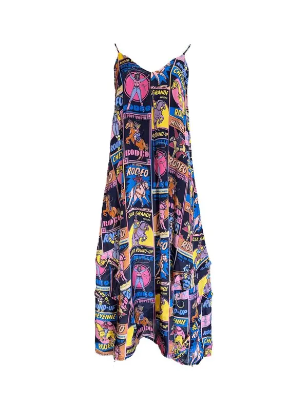 ANY OLD IRON Black / Blue Multicolor Rodeo Ruffle Dress - Black/blue