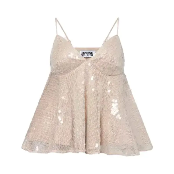 AMY LYNN Neutrals / Donatella Sequin Peplum Top - Gold