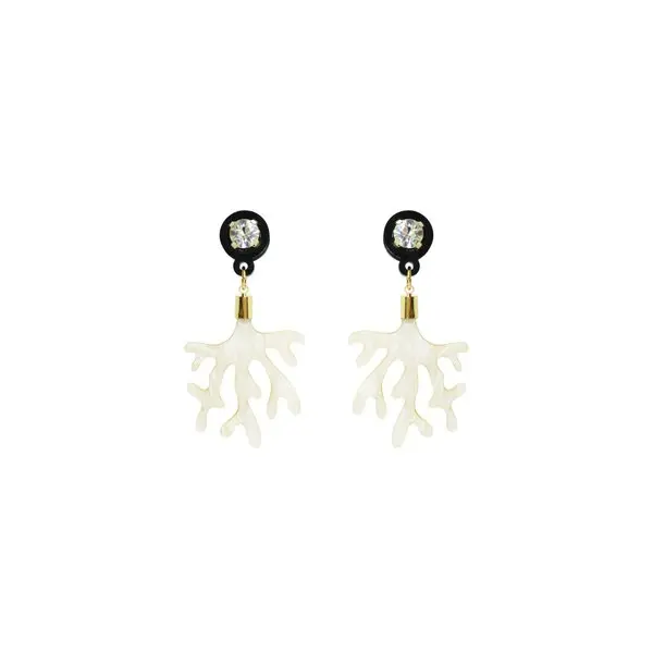 GISSA BICALHO Neutrals Acrylic Handmade Earring Coral And Strass Nacre - Orange