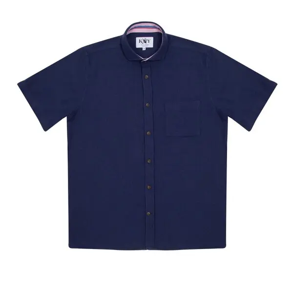 KOY CLOTHING Navy Air Weave Shirt Short Sleeve - Blue