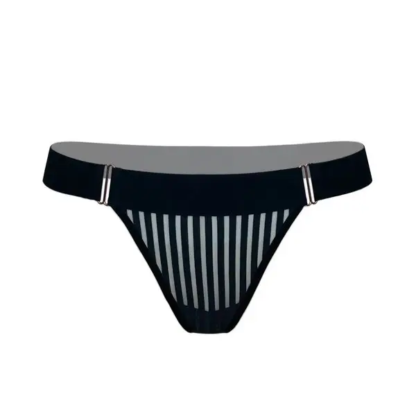 MONIQUE MORIN LINGERIE Vertigo Banded Thong - Black