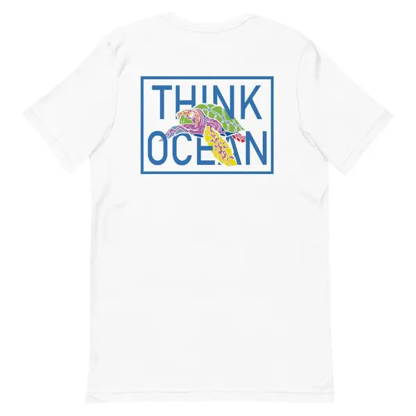 ANCHOR & CREW Think Ocean Turtle Fluorescence Cotton Embroidered T-shirt - White