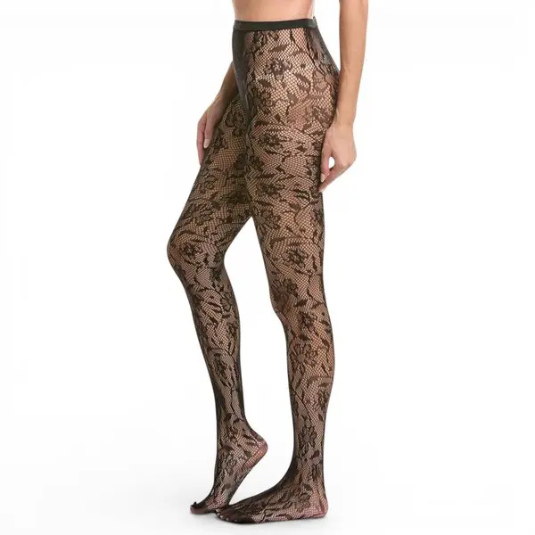 HIGH HEEL JUNGLE BY KATHRYN EISMAN Venise Lace Fishnet Tights - Black