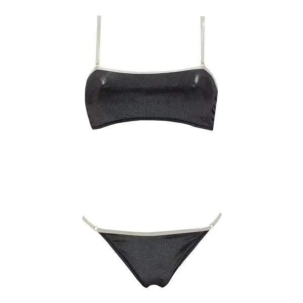 AULALA PARIS Twilight Glow Shiny Bandeau Bikini - Black