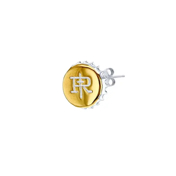 TRUE ROCKS Gold / Silver 2 Tone Bottle Top Stud - Gold/silver