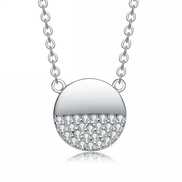 GENEVIVE Sterling Silver Cubic Zirconia Pendant Necklace - White/silver