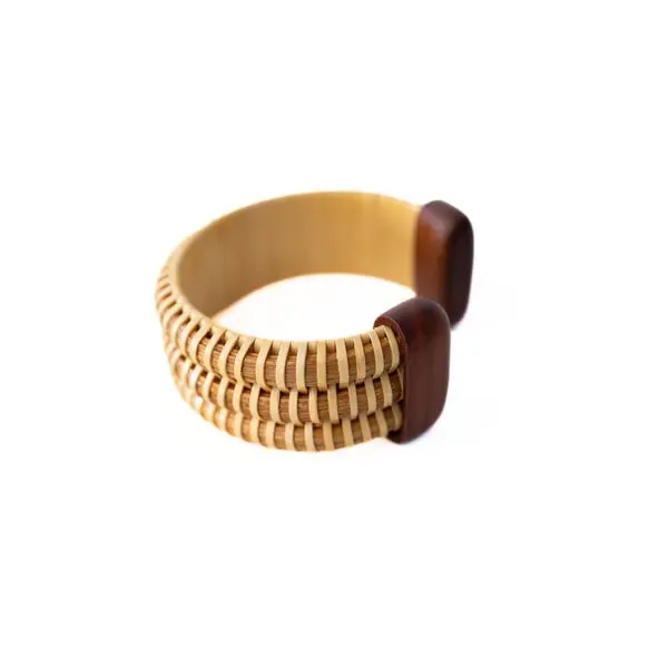 WHALE TAIL WEAVING The Wooden Whaler's Wife Cuff - Brown