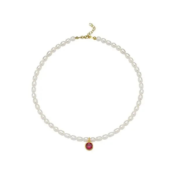 LINYA JEWELLERY Cosmic Big Pearl Zodiac Necklace Birthtone - Orange