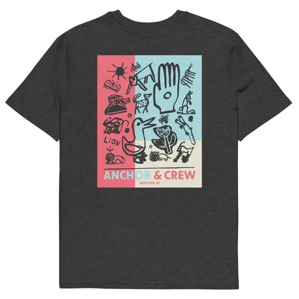 ANCHOR & CREW Heather One Moon Safari Editions Organic Cotton T-shirt - Black