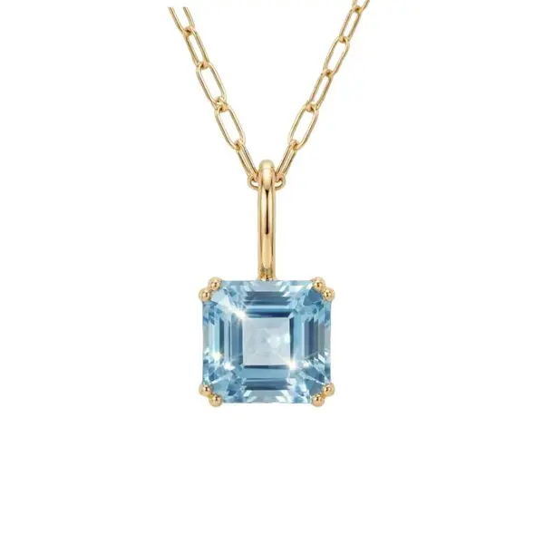 DAINTY LONDON Solid Gold Large Topaz Necklace Astrid - Blue