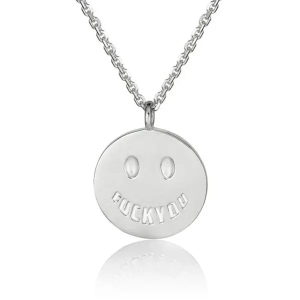 CARTOGRAPHY Fuck You Smiley Necklace In Sterling - Silver