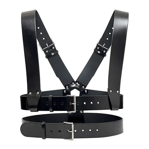HAUTE CUIR Cage Leather Body Harness - Black