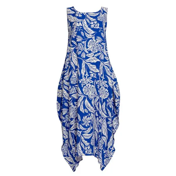 BIANCA POPP Blue / White Semiballoon Dress In Blue And White Print Viscose - Blue/white