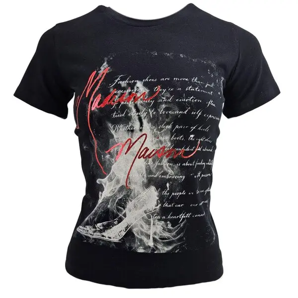 MADISON MAISON Graphic T-shirt With Red Script Logo - Black