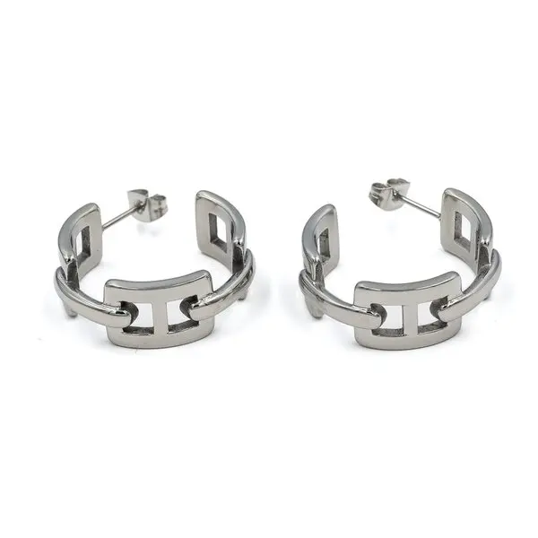 SUPERDIVAJEWELLERY Geo Hoop Earrings - Silver