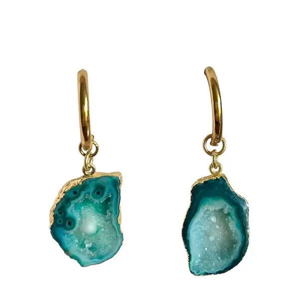 MAGPIE ROSE Hoop Rocks In The Sky Earrings - Green