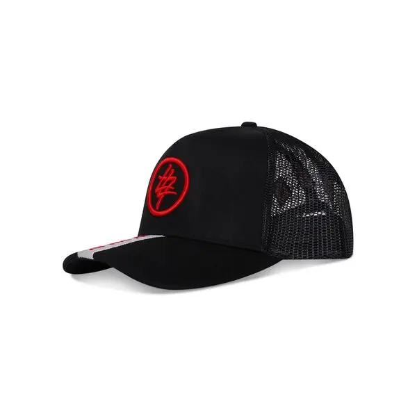474 CO Black / Red Red Strip Circle 474 Logo Trucker Hat - Black/red
