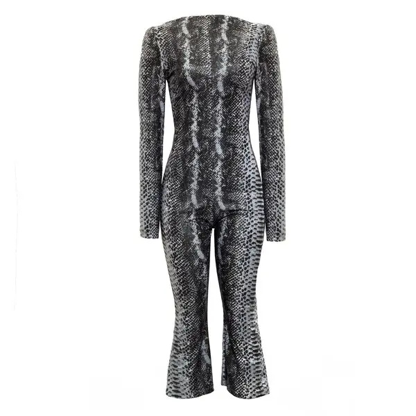 PALOMA LIRA Black / Grey Grey Python Jumpsuit - Black/grey