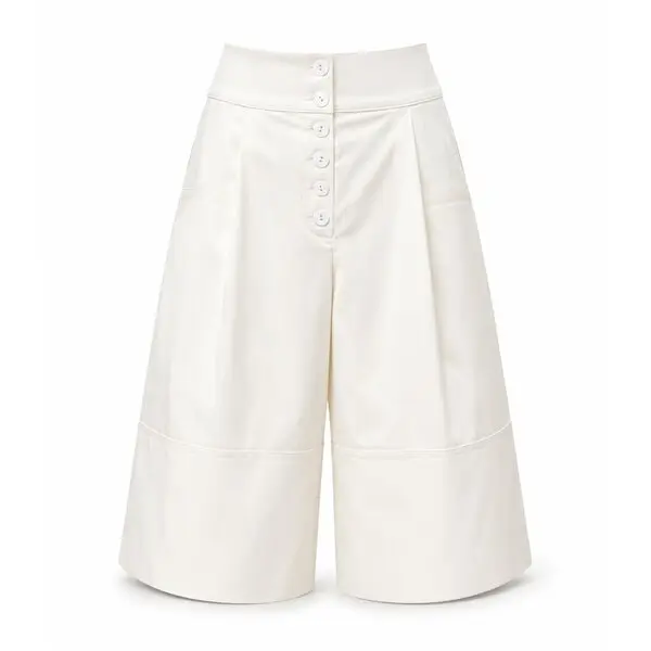 JULIA ALLERT Button Front Wide Leg Bermuda Shorts – Ivory - White