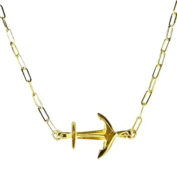 LEXI JEWELRY Anchor & Paperclip Chain Necklace - Gold