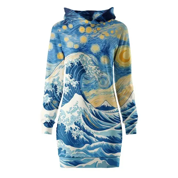 ALOHA FROM DEER Starry Wave Oversize Hoodie Dress - Blue