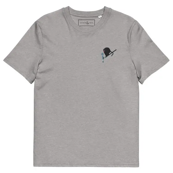 ANCHOR & CREW Heather Artist Monkey Organic Cotton Embroidered T-shirt - Grey