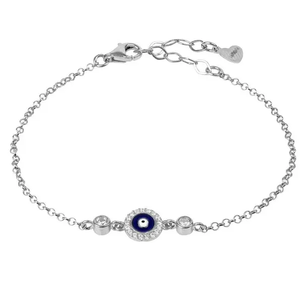 LATELITA Silver / Blue Evil Eye Enamel Dark Blue Bracelet Silver - Silver/blue