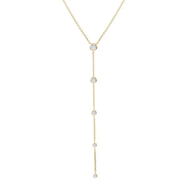 BLOOMTINE | EARTH ANGEL HQ Illuminess™ Vermeil Goddess Sparkle Lariat Necklace - Gold