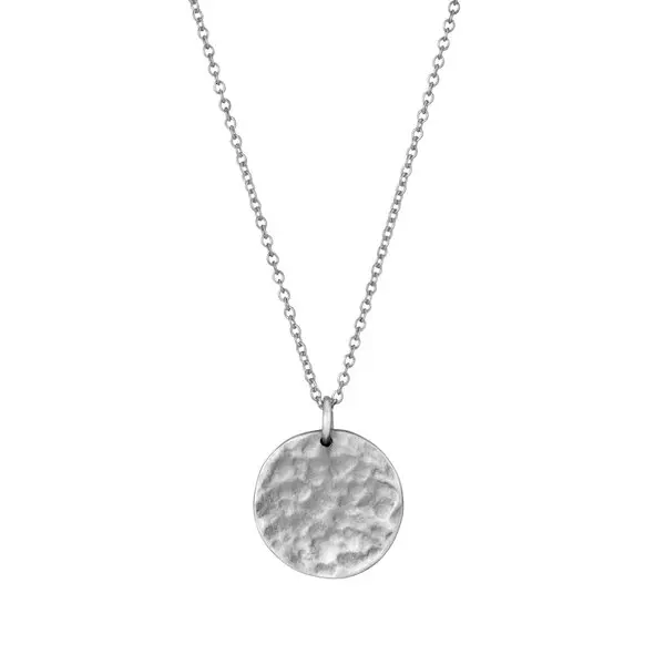 POSH TOTTY DESIGNS Oxidised Sterling Textured Disc Necklace - Silver