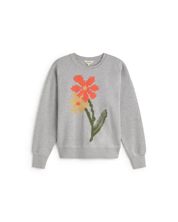 THINKING MU Jodie Poppy Embroidered Sweatshirt - Grey
