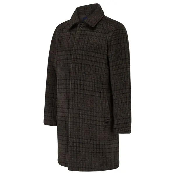 GUARDS LONDON Coldstream Wool Check Overcoat Check - Brown