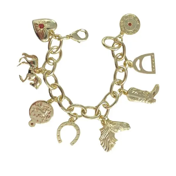 LINDSAY NICHOLAS NEW YORK Fire Horse Charm Bracelet - Gold