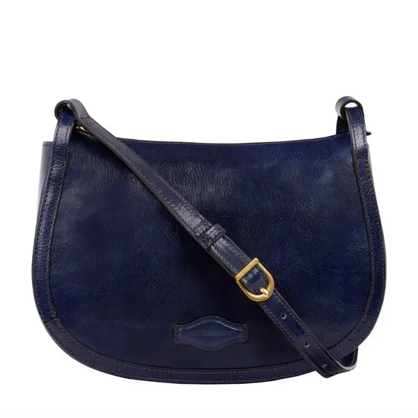 TIME RESISTANCE Leather Hobo Bag La Noia - Blue