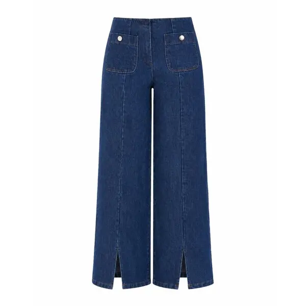 Mind Traveler Dark Wide-leg Cristina Jeans - Blue