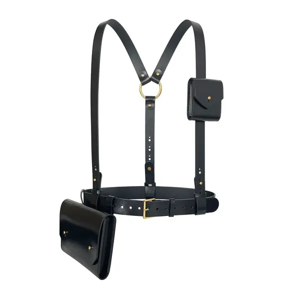HAUTE CUIR Leather Double Bag Harness - Black
