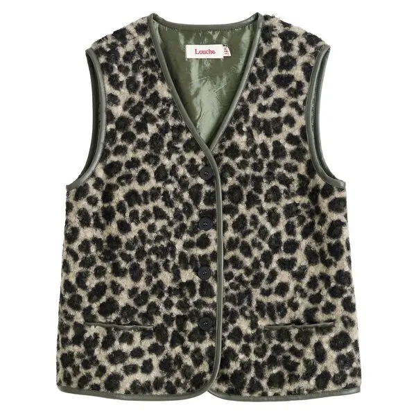 LOUCHE Chris Animal Print Gilet - Green